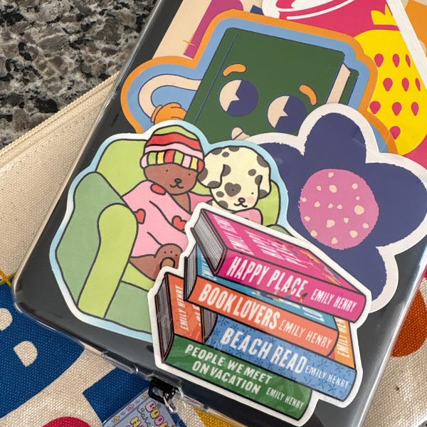 Happy Place Book Stack Sticker - Etsy