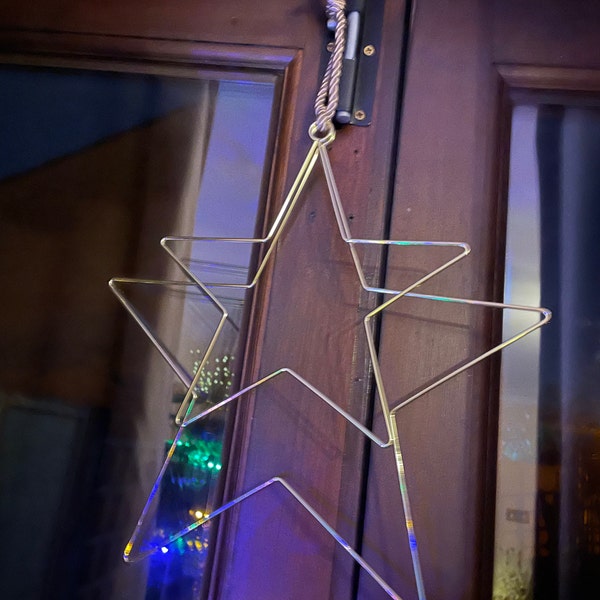 2 Metal Hanging Gold Stars, Golden Hanging Stars, Christmas Star ...