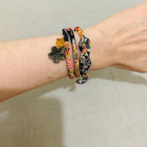 Kimono Bracelet Traditional Japanese Pattern Gift Soft Fabric Wrist ...