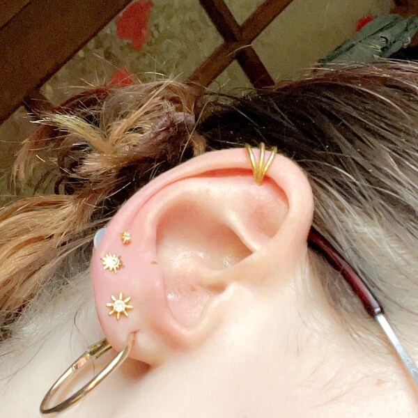 18g Dainty Starburst Piercing (single), Screw Ball End Piercing, 925 ...