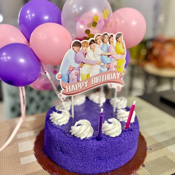 Kpop Cake Topper, Kpop Music Cake Topper Borahae, Army Kpop - Etsy