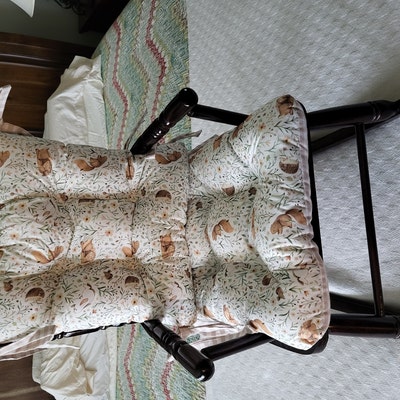 Pink Chair Cushion Tufted Pad Pastel Watercolor Floral - Etsy