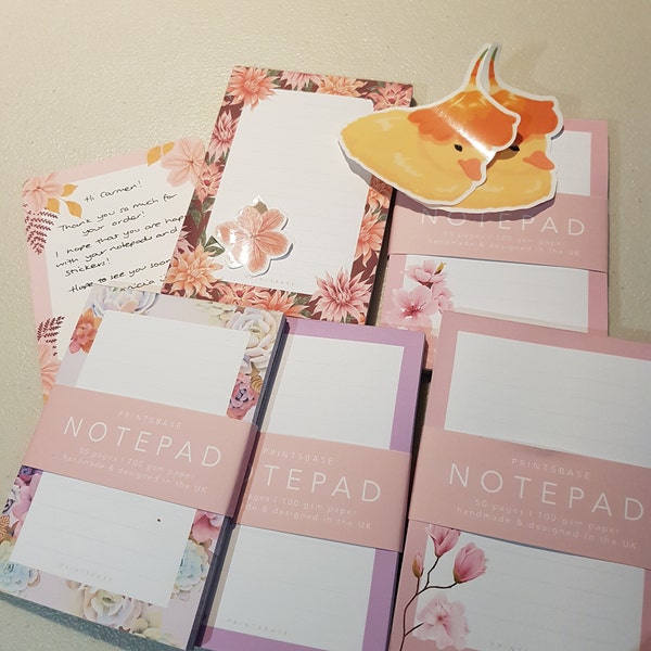 Pink Roses Notepad Set, Floral Notepad Set, Spring/summer Notepad ...