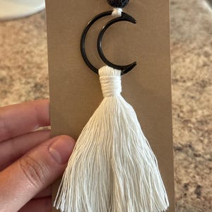 Moon Tassel Car Charm Diffuser, Moon Rearview Mirror Charm, Boho Car ...