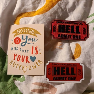 Ticket to Hell Admit One Iron on Embroidered Patches for Denim Jackets ...