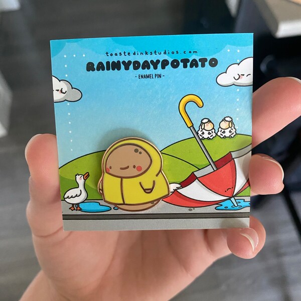 Potato in a Raincoat Enamel Pin | Kawaii Potato Pin | Rose Gold Pin ...