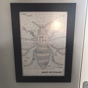 Manchester Quote Phrase Dictionary Print Poster in A1, A2, A3 or A4 ...