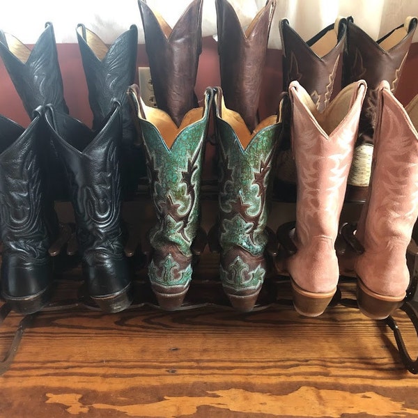 Rustic Brown Horseshoe Boot Rack- Horseshoe Decor - Boot Organizer - 6 ...