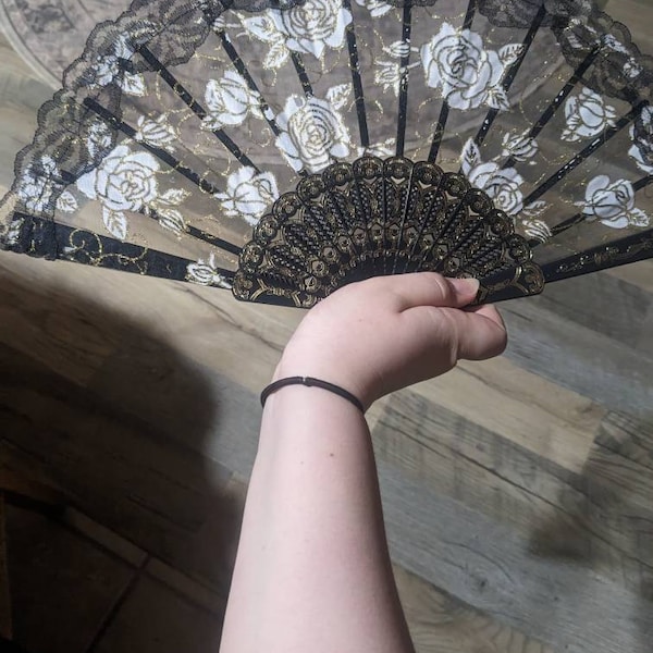 Vintage Styled Lace Rose Flower Fan (10inches), Party Fan, Holding Fan ...