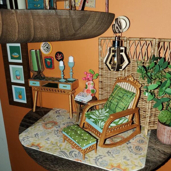 1:12 Dollhouse Roombox Diorama Recreation Room - Decorated and Remote ...