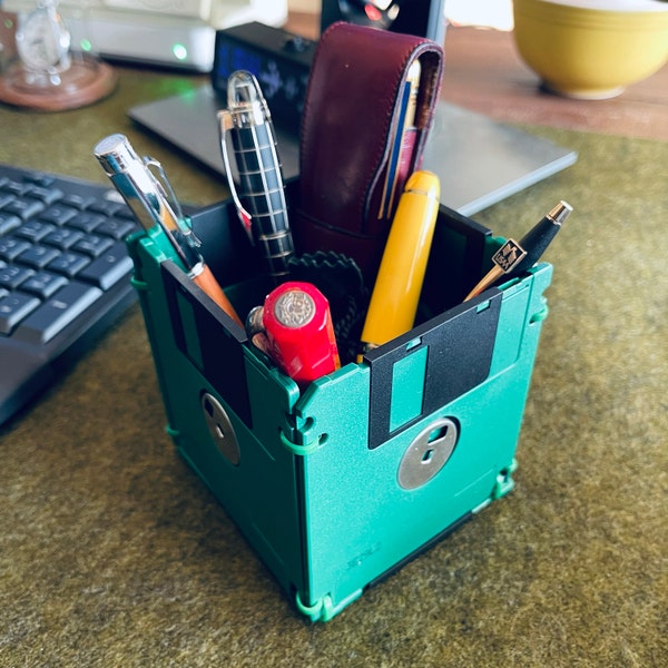 Floppy Disk Pastel Colors Pink Container Pencil Cup Planter Upcycled ...