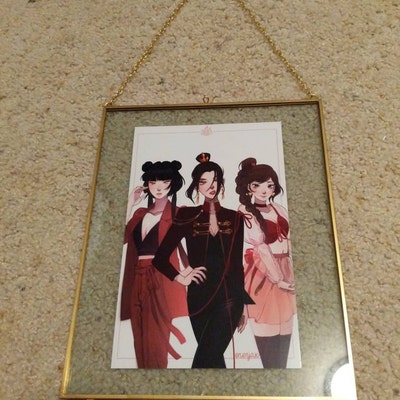 8x10 Brass & Glass Vertical Hanging Photo Frame in Gold - Etsy