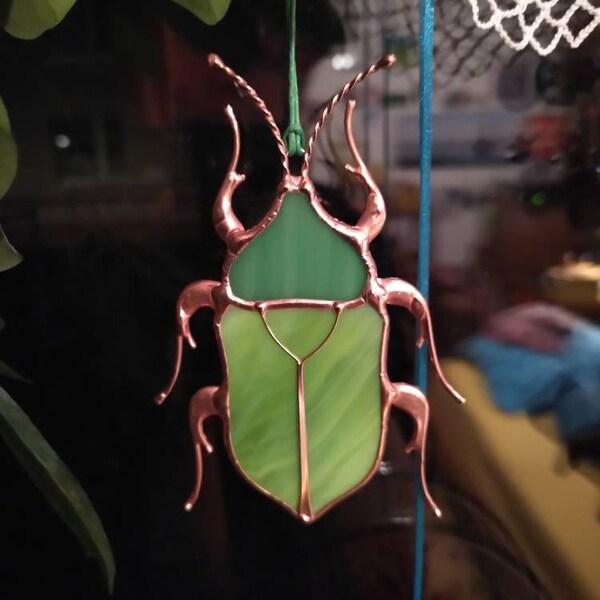 Stained Glass Beetle, Bug Suncatcher, Glass Home Decor, Window Hangings ...