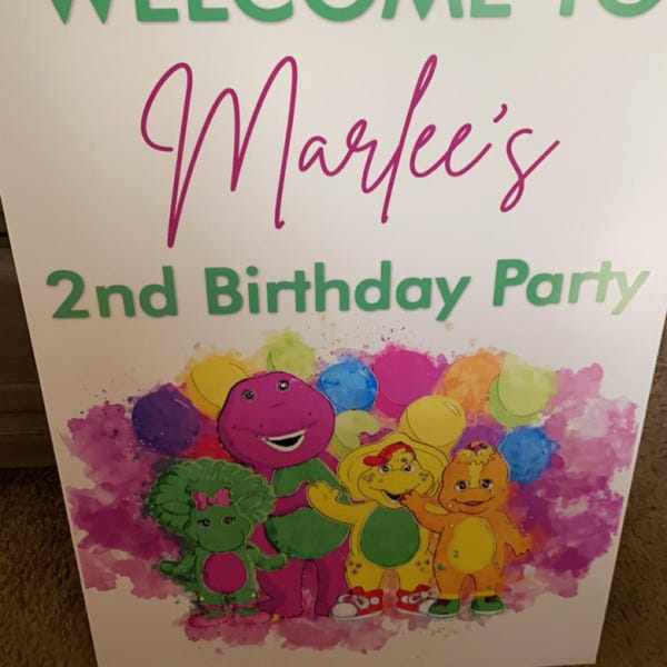 Barney Birthday Welcome Sign, Birthday Party Welcome Sign, Birthday ...