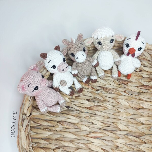 Crochet PATTERN Tiny Cow Toy Farm Mini Animals Crochet Cow Amigurumi ...