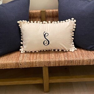 Embroidered Velvet Monogram Pillow. Insert Included. 12x20 - Etsy