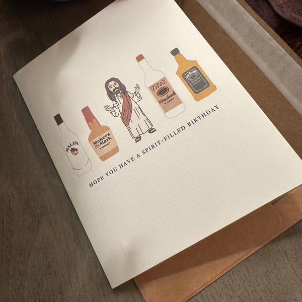 Spirit-filled Birthday Card — Funny Christian Birthday Card // Alcohol ...