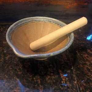 Ceramic Suribachi, Wheel Thrown Mortar and Wooden Pestle, Handmade Stoneware Pottery - Etsy
