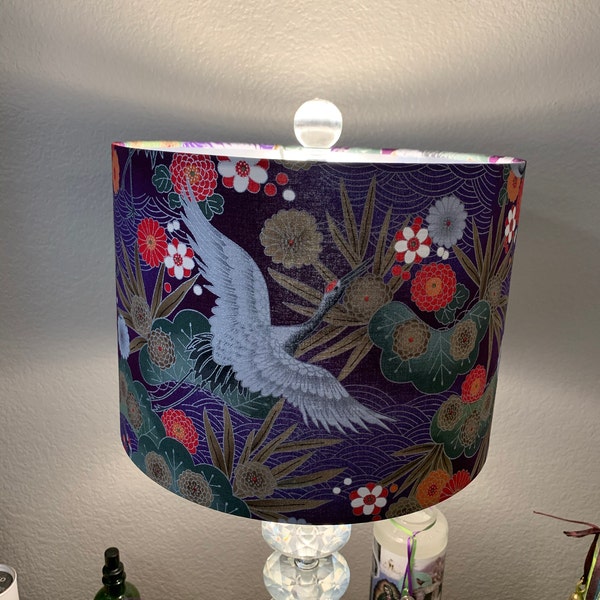 Oriental Lampshade, Japanese Lamp Shade, Crane or Heron, Chinese Asian ...