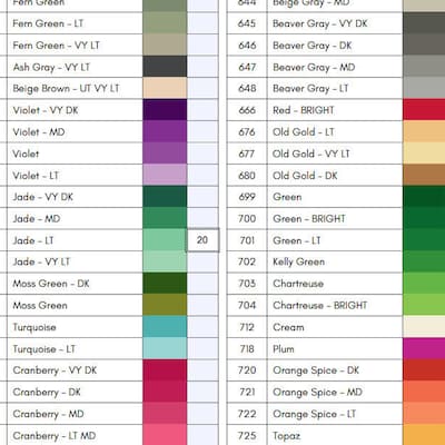 Printable DMC Color Chart, Fillable Color Chart Inventory Tracker Sheet ...