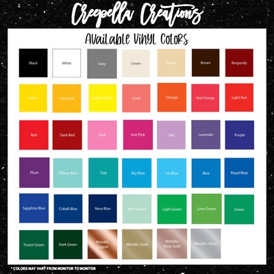 Editable Starcraft Vinyl Color Chart, Custom Color Chart, Vinyl Color ...