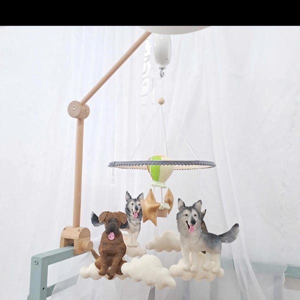 Custom Dog Baby Mobile, Personalized Baby Nursery, Puppy Baby Mobile ...