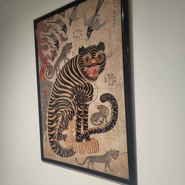 Vintage Korean Minhwa Tiger and Magpie | Classic Mythology Folklore ...
