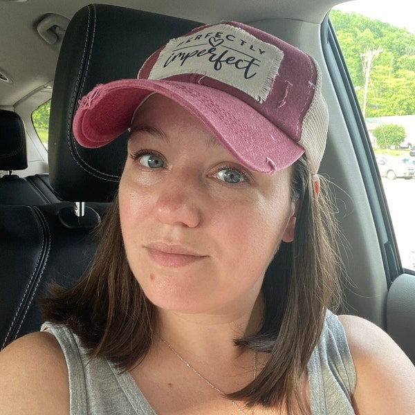 Perfectly Imperfect Ripped Ponytail Hat, Cute Ripped Truckers Hat ...