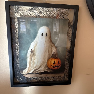 Cute Halloween Wall Art Print Ghost and Pumpkin, Ghost Home Decor ...