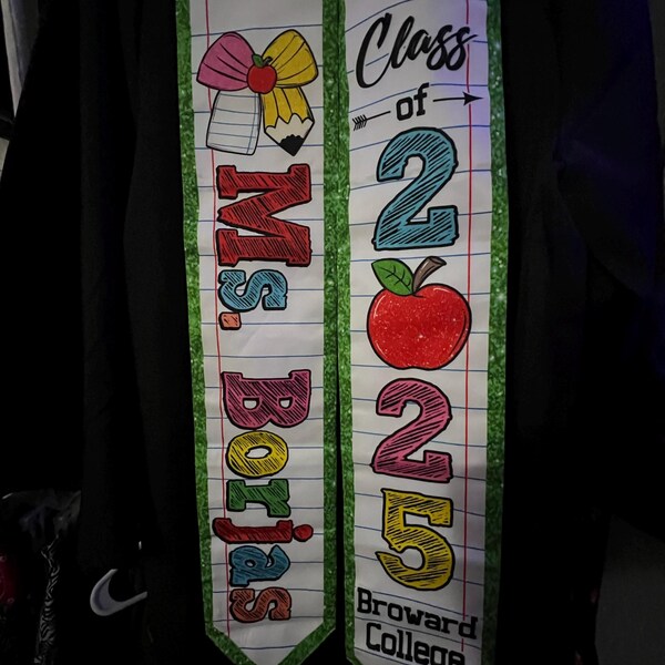 Personalized Teacher Graduation Stole, Custom Graduation Stole Class of ...