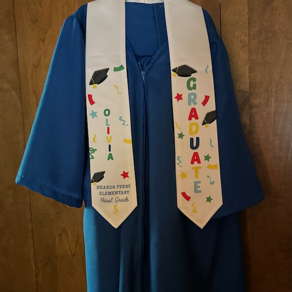Youth Graduation Stole, Preschool Graduation Stone With Name, Colorful ...