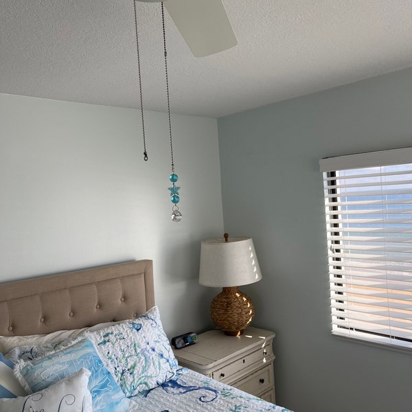 Coastal Ceiling Fan Pull,sea Turtle Fan Pull,beachy Fan Pull, Teal ...