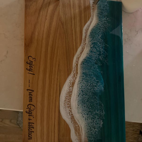 Wood Live Edge Floating Shelves With Ocean Waves Coastal Beachy Room ...