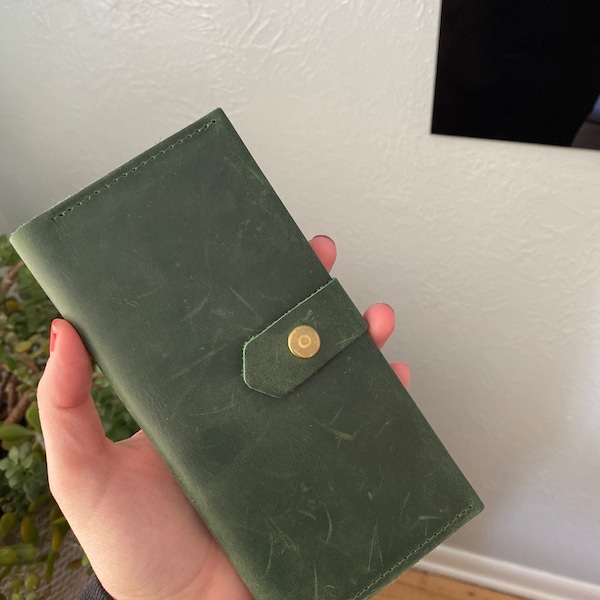 Green Leather Wallet Women, Leather Women's Wallet, Card Wallet, Custom ...