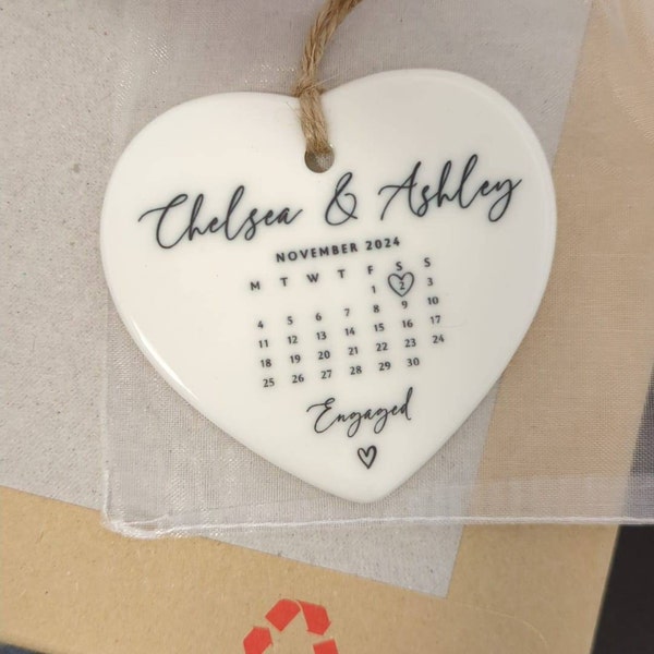 Engagement Day Gift, Personalised Engagement Christmas Gift, Ceramic ...