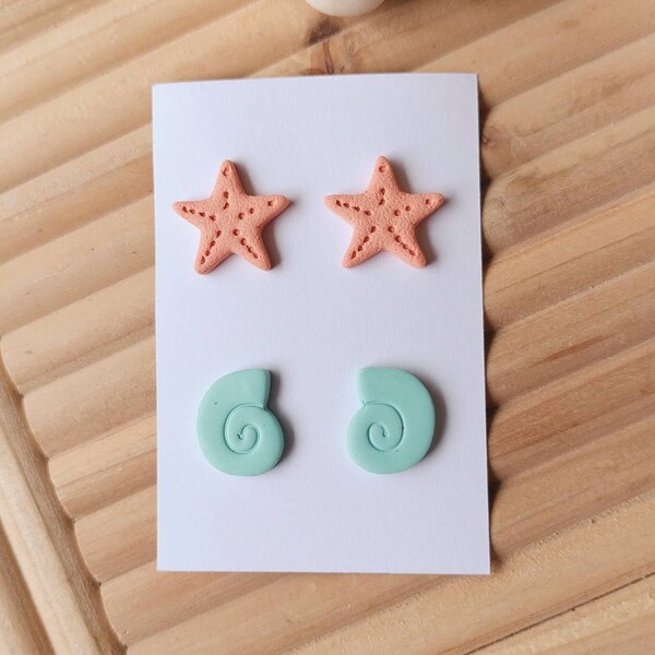 Ocean Clay Cutter Stud Pack 5 Cutter Set Sea Snail Coral Shell Starfish ...