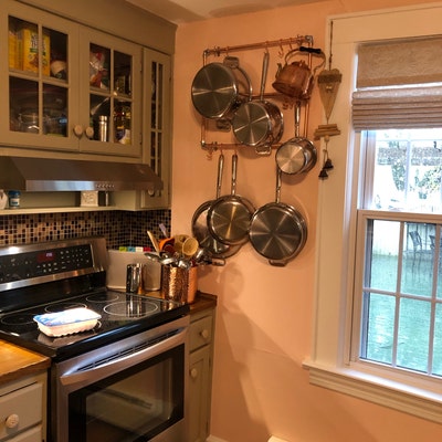 Copper Pot and Pan Rack, With Chrome-pan Rack-pan Holder-kitchen Pot ...