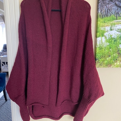 Easy Knit Pattern for Plus Size Long Cardigan. DIY Loose Sweater ...