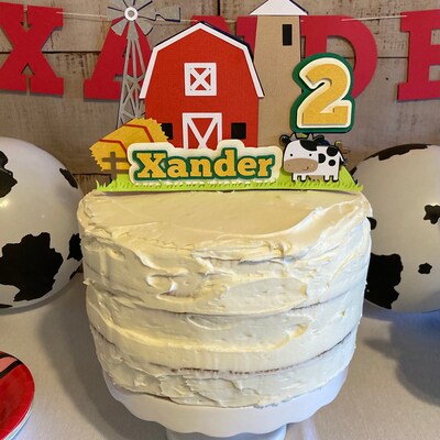 Farm Cake Topper Farm Theme Birthday Barnyard Cake Topper Barn Cake ...