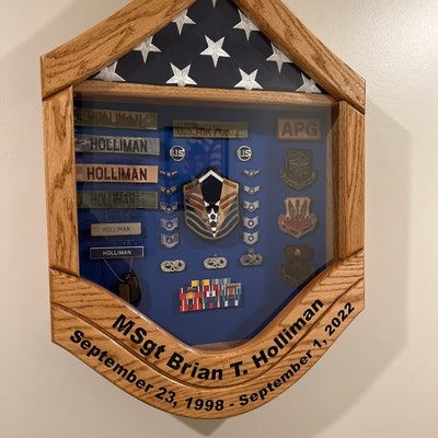 Handcrafted Air Force Msgt Shadowbox Military Shadowbox Retirement ...