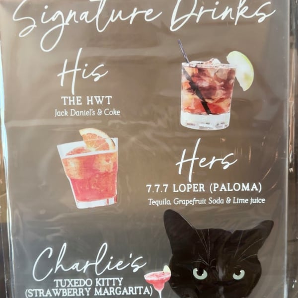 Pet Signature Drink Menu, Dog Signature Cocktail Menu, Wedding Bar Sign ...