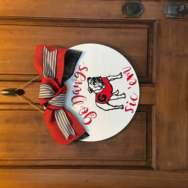 Bulldog Door Hanger, Front Door Decor, Go Dawgs, Bulldog Sign, Georgia ...