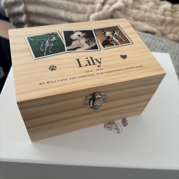 Personalised Three Photo Pet Memorial Keepsake Box 5 Sizes | Pet ...