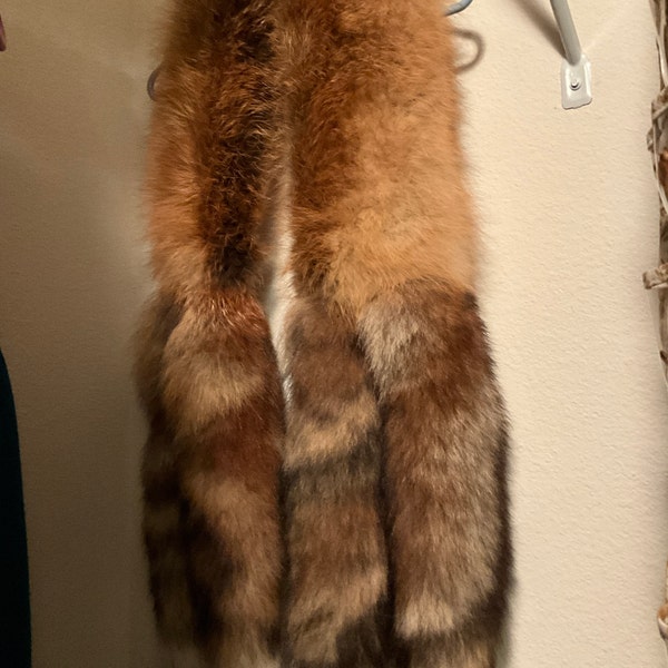 Genuine Red Fox Fur Exclusive Shoulder Wrap Scarf Boa Stole With Tails ...