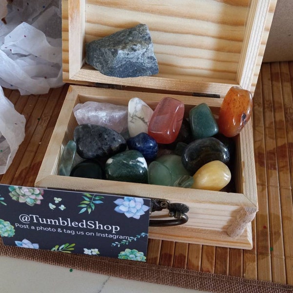 Crystal Box Various Crystals Aligned Personalized Box, Mix of Natural ...