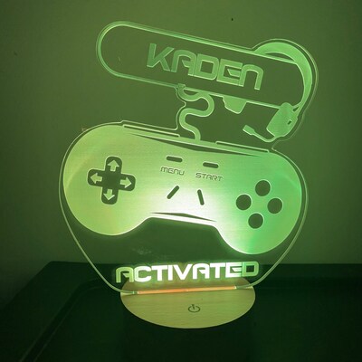 Gamer LED Night Light, Personalized Kid's Room Video Game Controller W ...