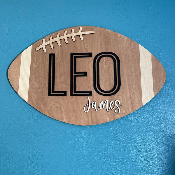 Wooden Football Name Sign Football Nursery Sign Sports Name Sign ...
