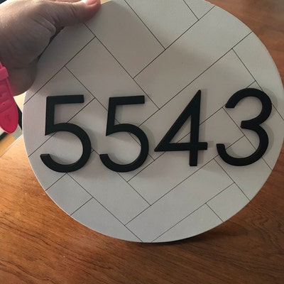 Round Herringbone Address Numbers Sign, House Numbers Plaque, Apartment ...