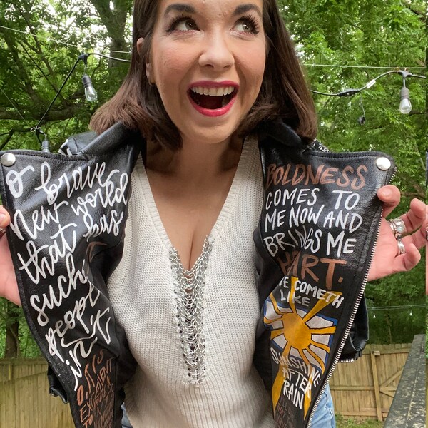 Custom Hand Painted Leather Jacket - Etsy