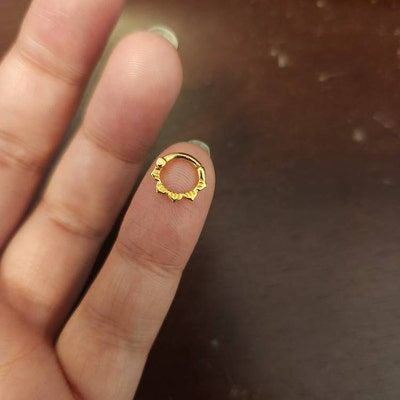 Gold Septum Ring, Indian Septum Ring, Unique Septum Jewelry, Septum Piercing, Gold Septum ...